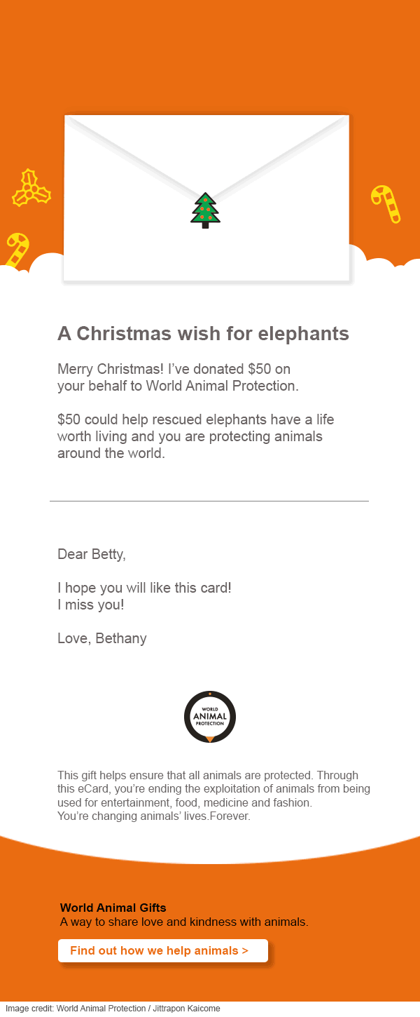 Buy an eCard: A Christmas wish for elephants